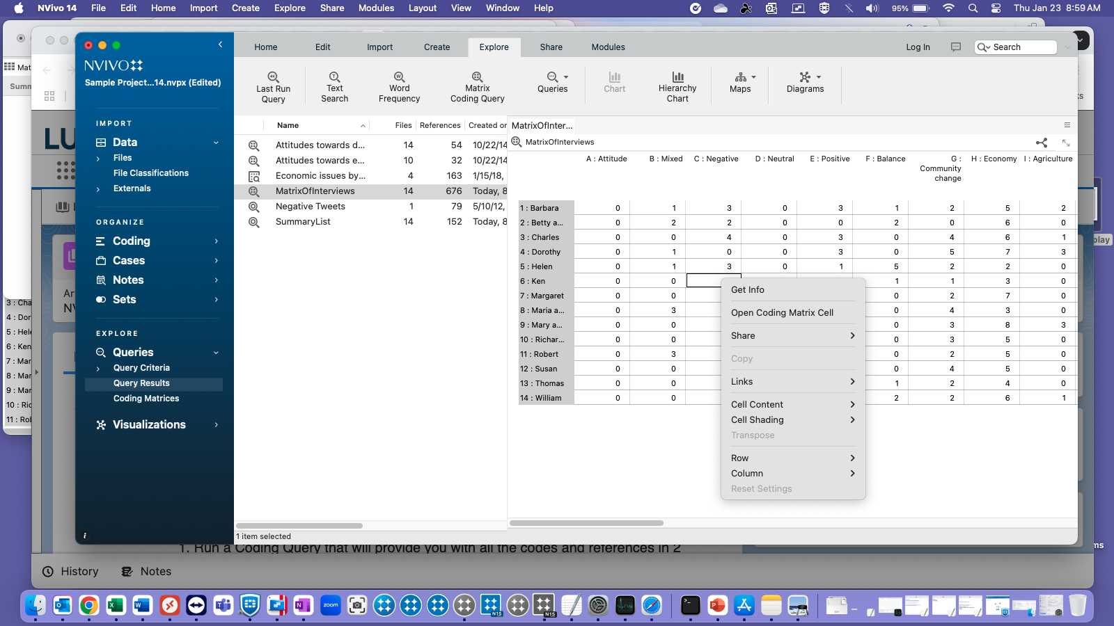 NVivo for Mac Report - Coding Summary by Code (Codes and Coded Text)