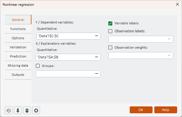 XLSTAT: Multiple nonlinear regression tutorial in Excel