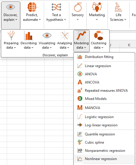 XLSTAT: Multiple nonlinear regression tutorial in Excel